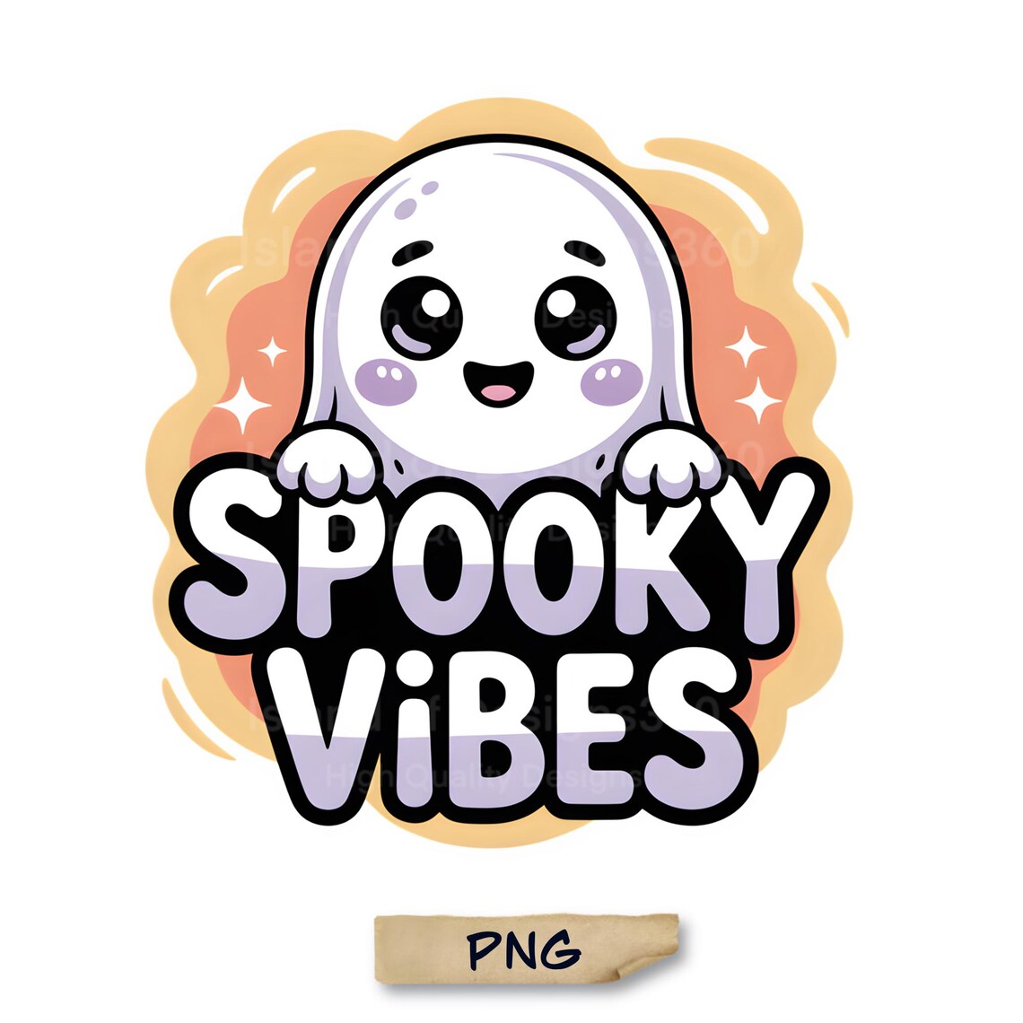 Cute Spooky Vibes Ghost PNG | Halloween Sublimation Design | Kawaii ...