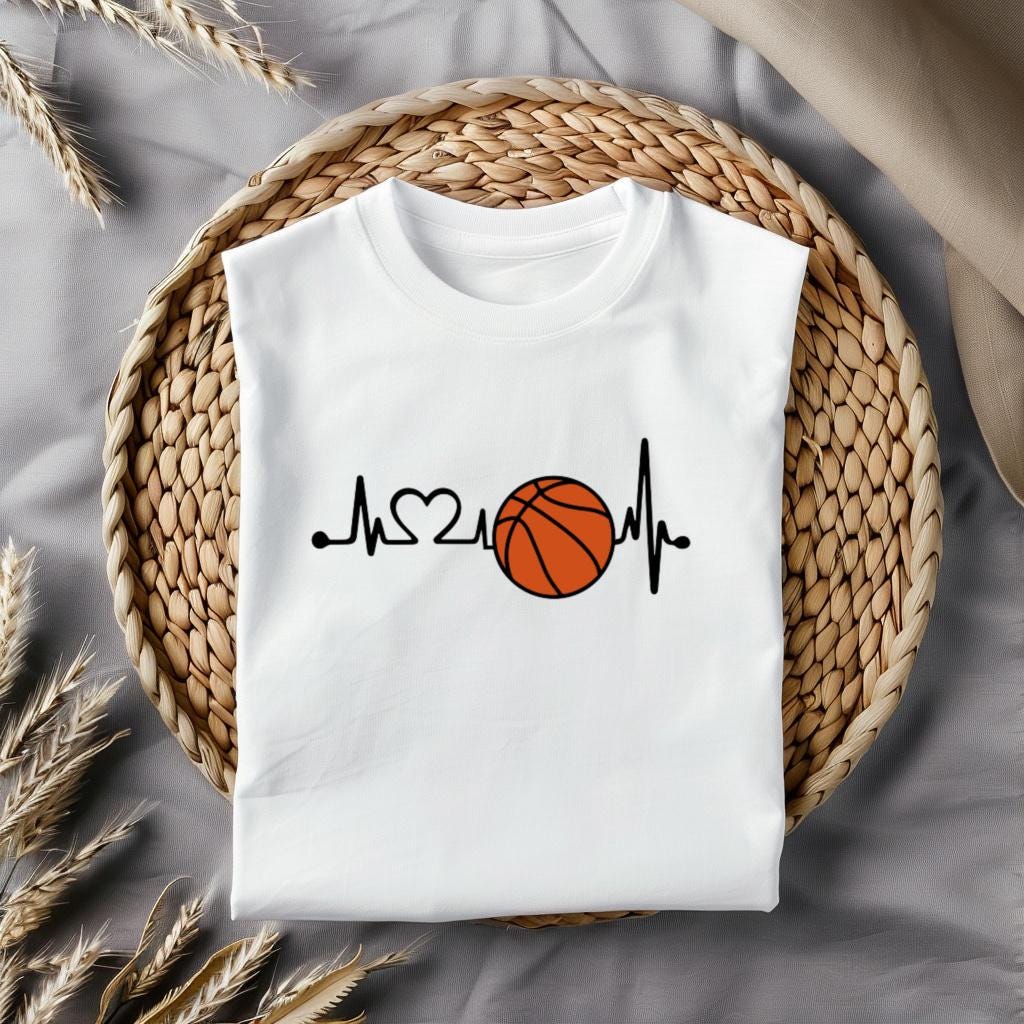 Basketball Heart Beat SVG, Heartbeat Basketball Svg, Basketball Vector ...