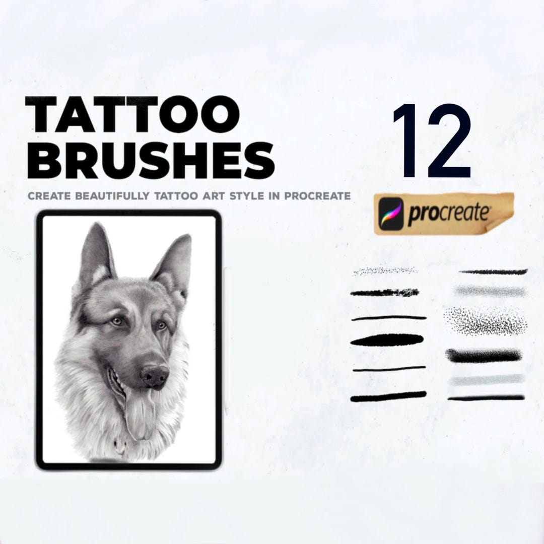 12 Tattoo Art Brushes Procreate, Sketch Brunch for Procreate - Etsy