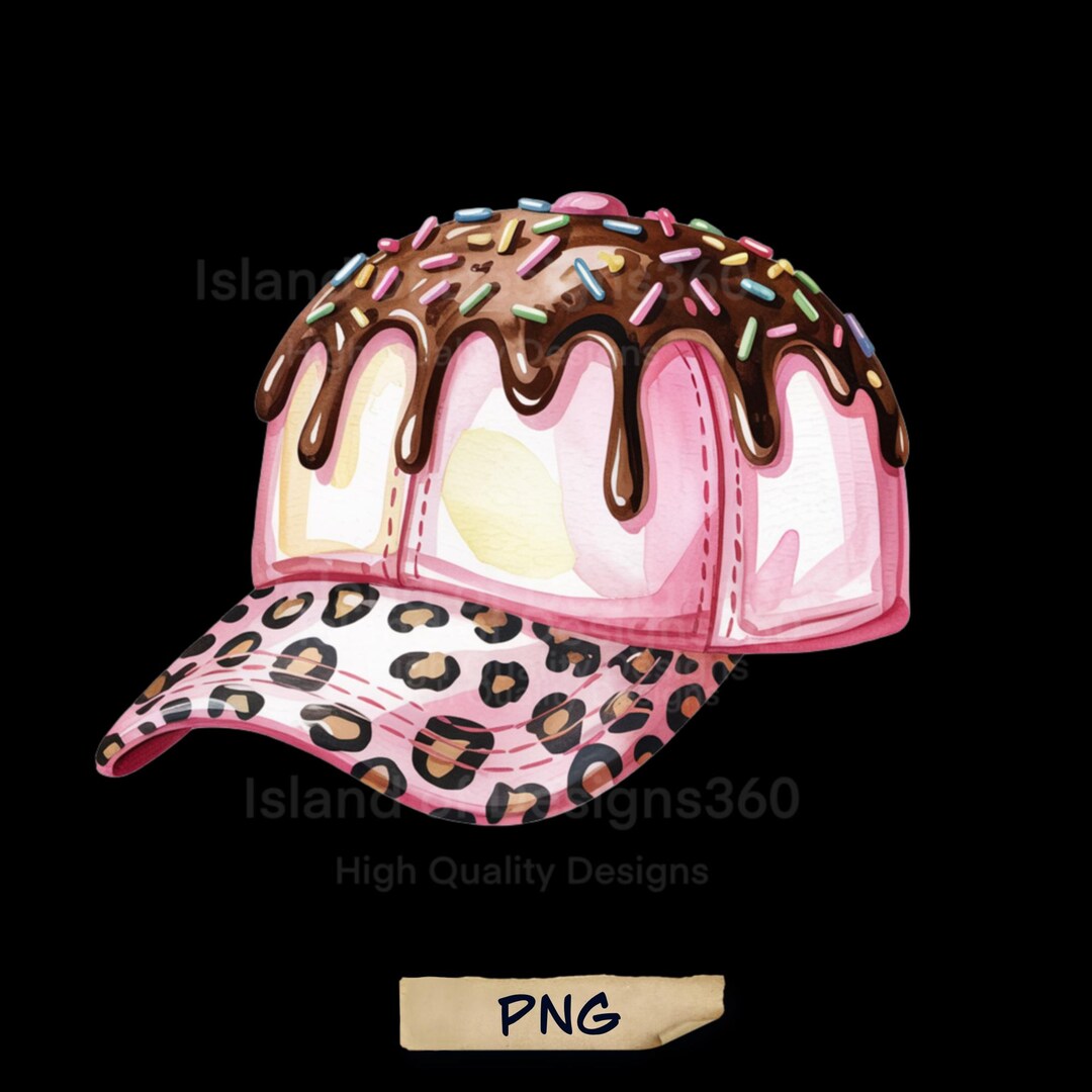 Chocolate Drip Leopard Hat PNG: Girly Baseball Cap Sublimation Design ...