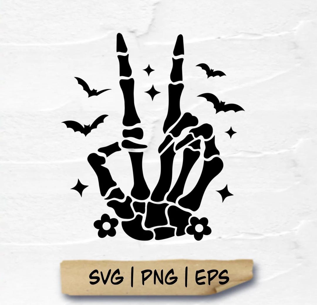 Skeleton Peace Sign Halloween Season SVG, Digital Download, SVG Png EPS ...