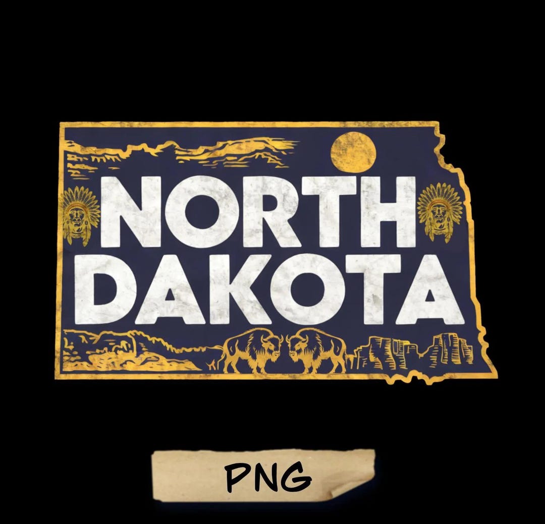 Retro North Dakota Map PNG: Travel Art (digital Download) - Etsy
