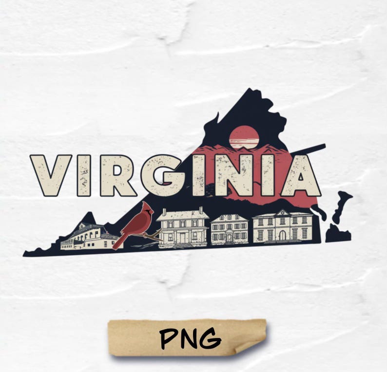 Retro Virginia Map PNG: Travel Vector File - Etsy