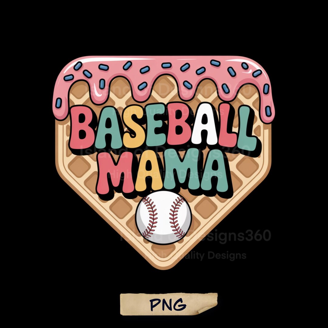Baseball Mama Waffle Cone PNG: Sports Mom Sublimation Design (digital ...