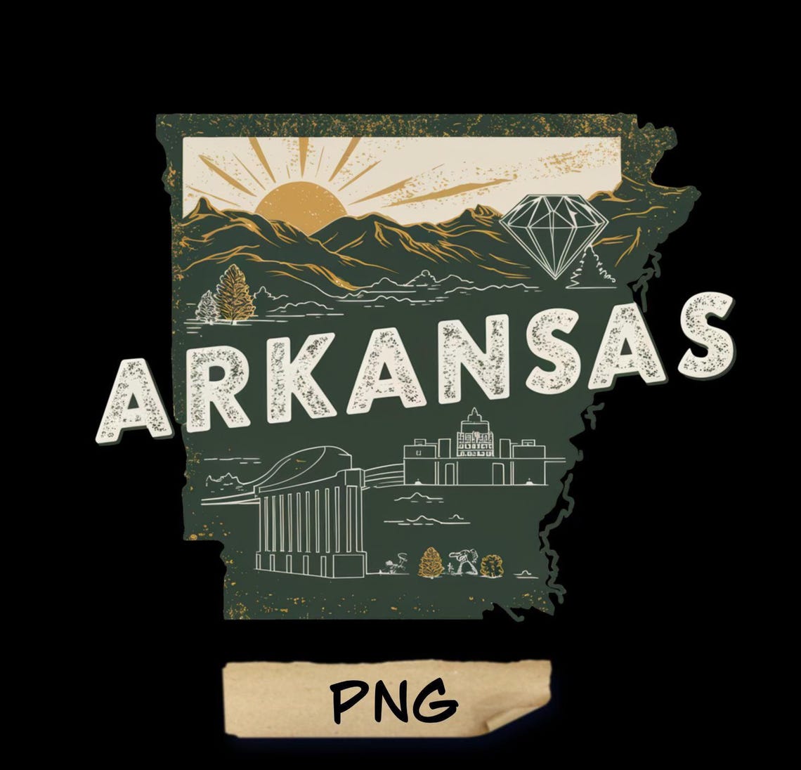 Retro Arkansas State Map PNG: Travel Vector File - Etsy