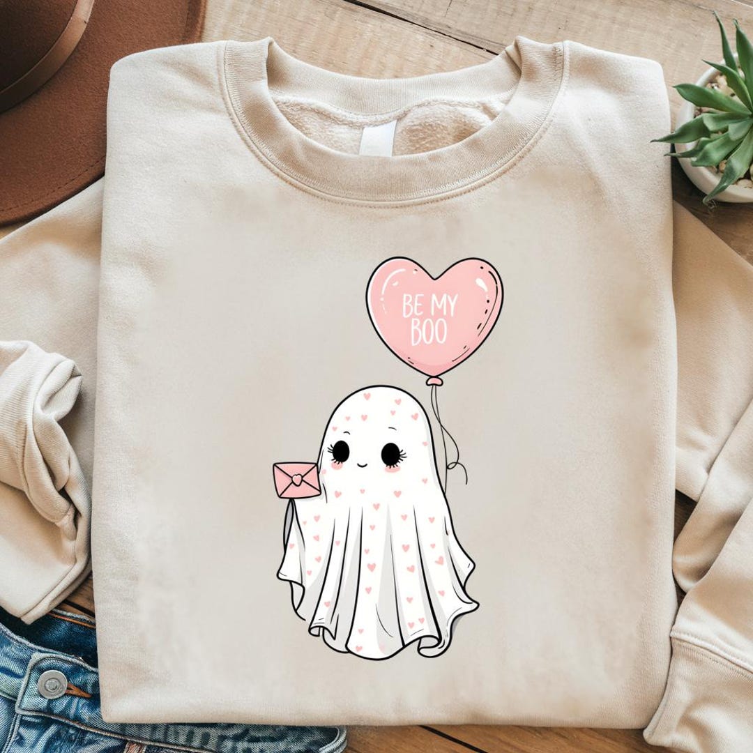 Valentine's Ghost Clipart: 'be My Boo' Heart Balloon PNG (digital ...