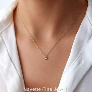 Diamond Chain Necklace | Small Solitaire in Gold, Dainty Layering ...