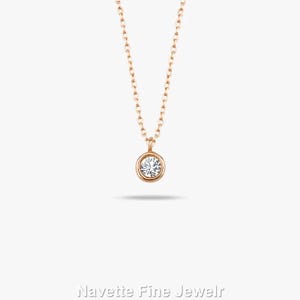 Diamond Chain Necklace | Small Solitaire in Gold, Dainty Layering ...