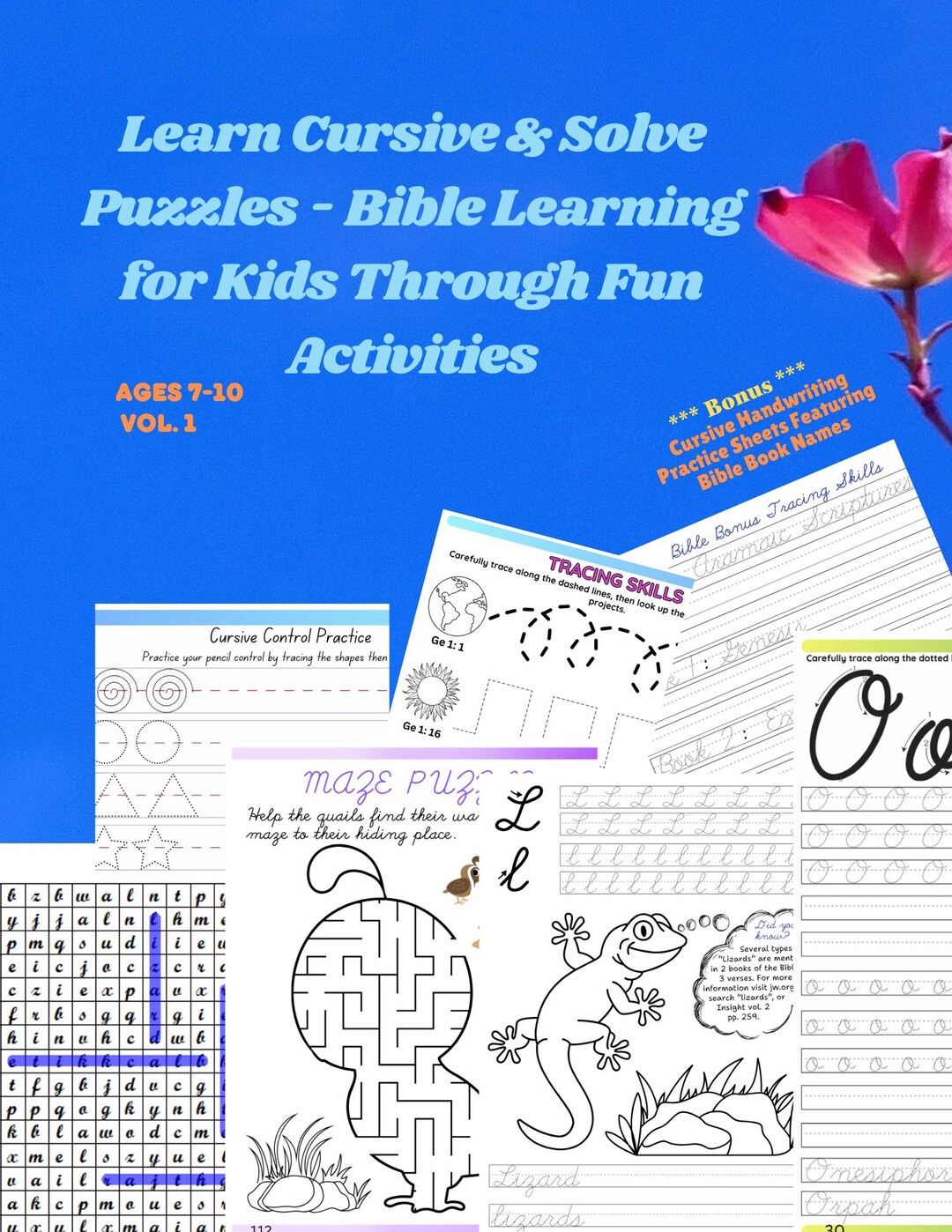 Learn Cursive & Solve Puzzles - Bible Learning for Kids Through Fun ...