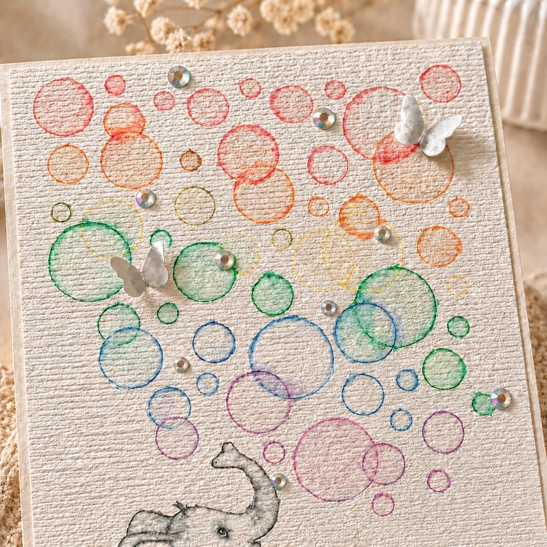 Personalized Elephant Baby Card, Handmade Watercolor 5x7 New Baby ...