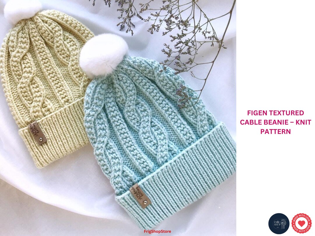 Textured Cable Beanie Knitting Pattern | Adult Winter Hat PDF | Chunky ...
