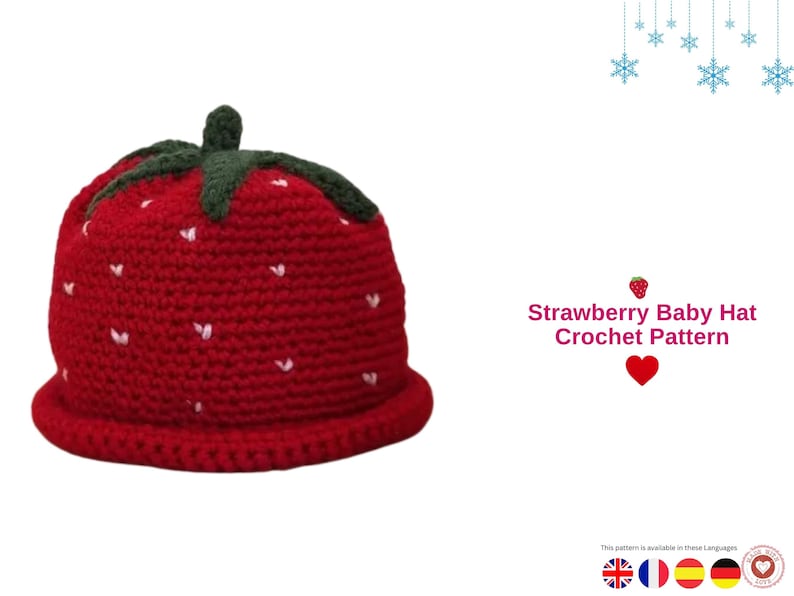 Crochet Strawberry Baby Hat Pattern | Newborn to Toddler (PDF Pattern ...