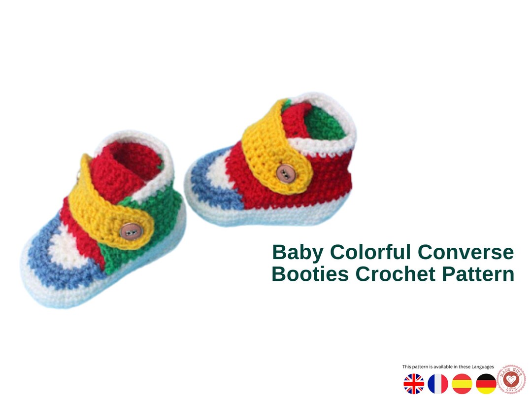 Baby Colorful Converse Booties Crochet Pattern – Infant Sneaker Shoes ...