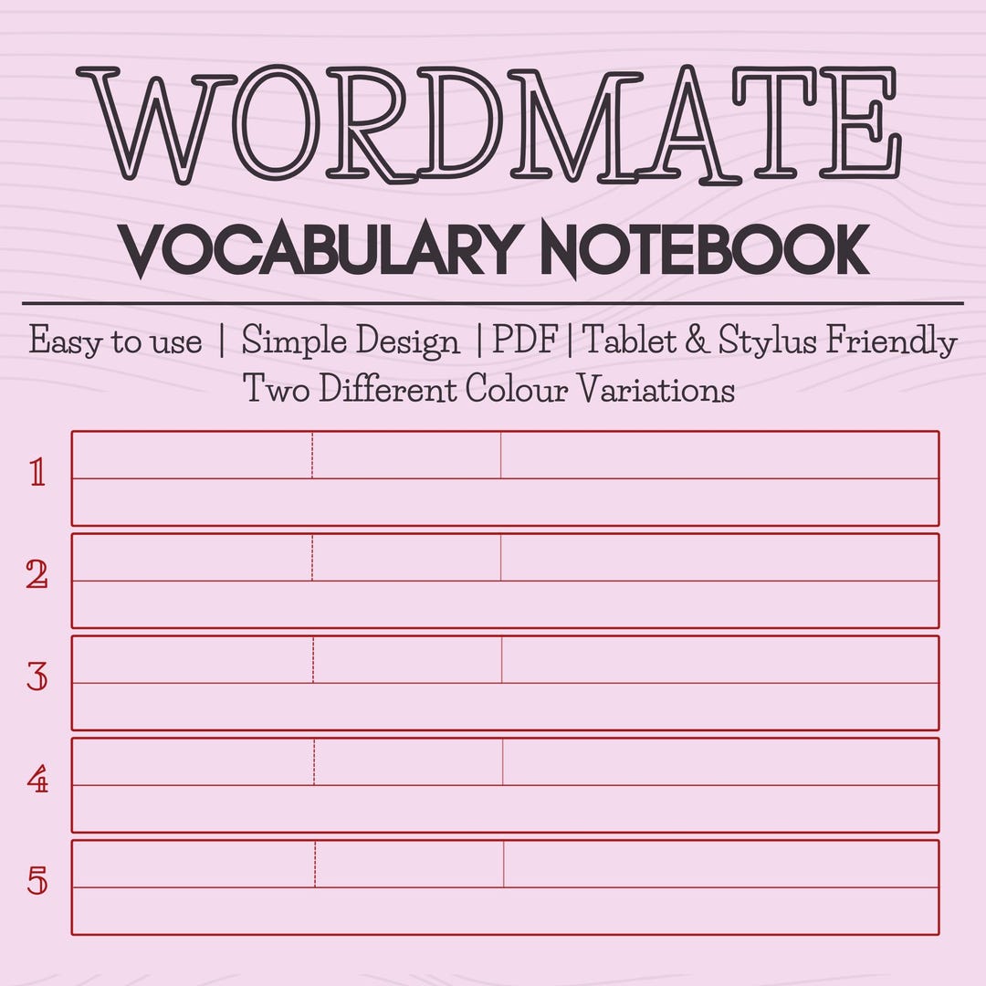 Wordmate, Interactive Vocabulary Notebook PDF, Language Learning Planner, Tablet & Stylus ...