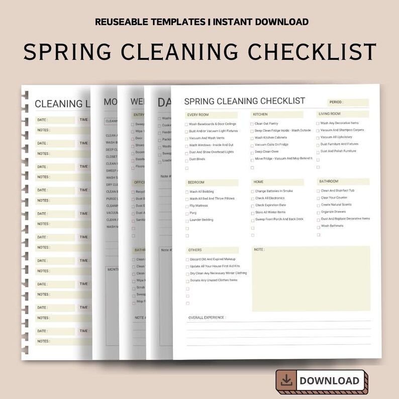 EDITABLE Cleaning Planner, Household Cleaning Checklist, Printable Home ...