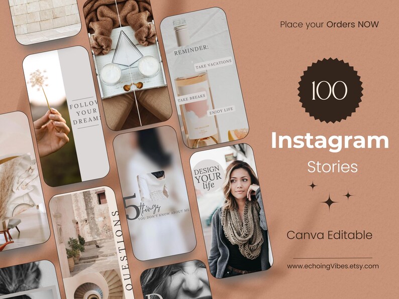 100 Bold Instagram Stories Templates: Canva Editable Designs (digital ...