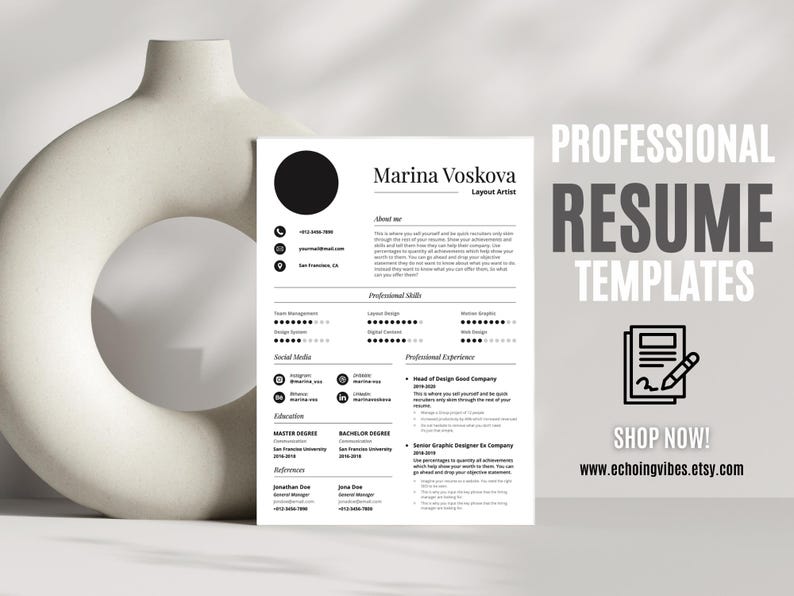 Modern Resume Template Bundle | 6 Editable CV Designs (pdf, Doc, Ai) - Etsy