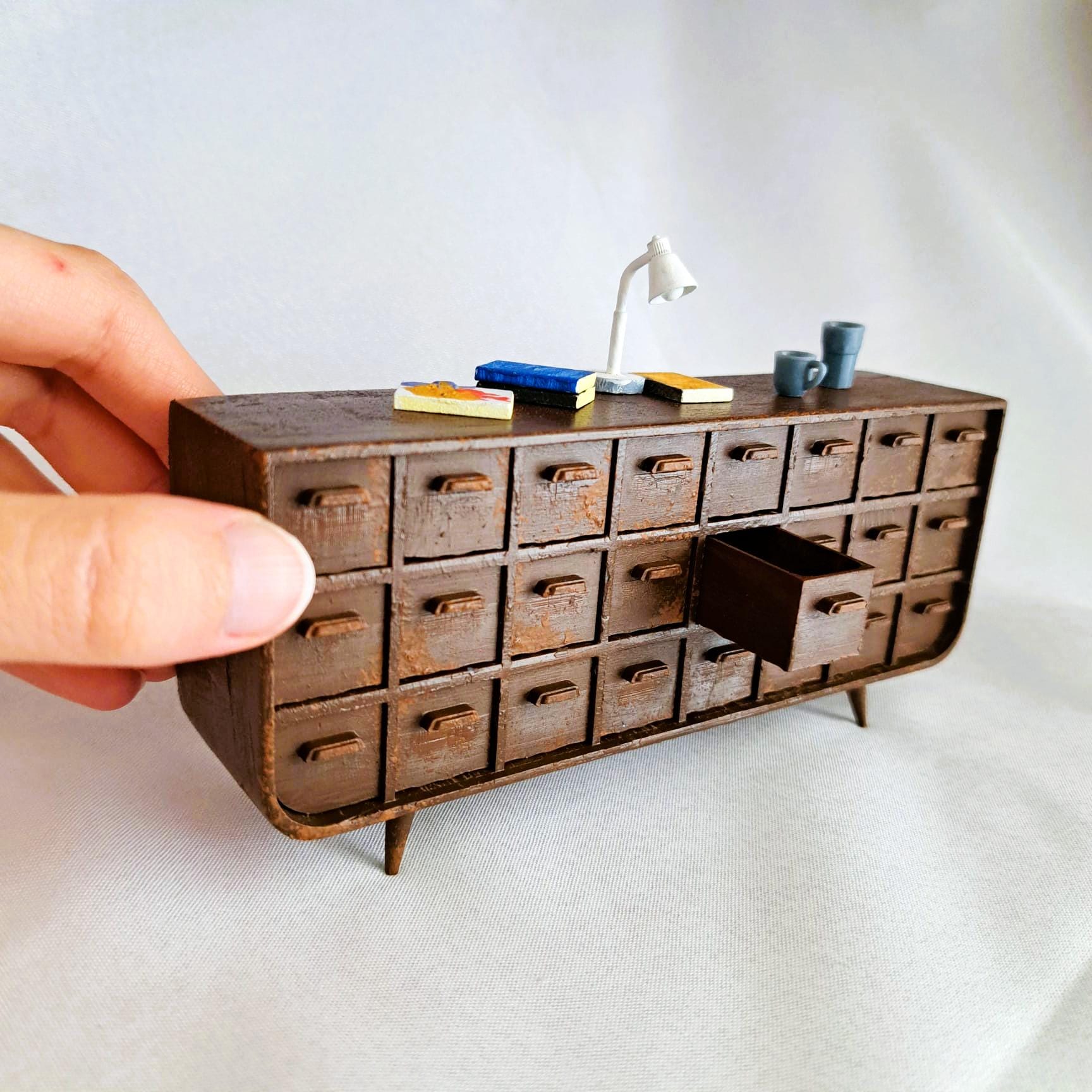 1:12 Scale Pharmaceutical Dressoir – Miniature Apothecary Cabinet With ...