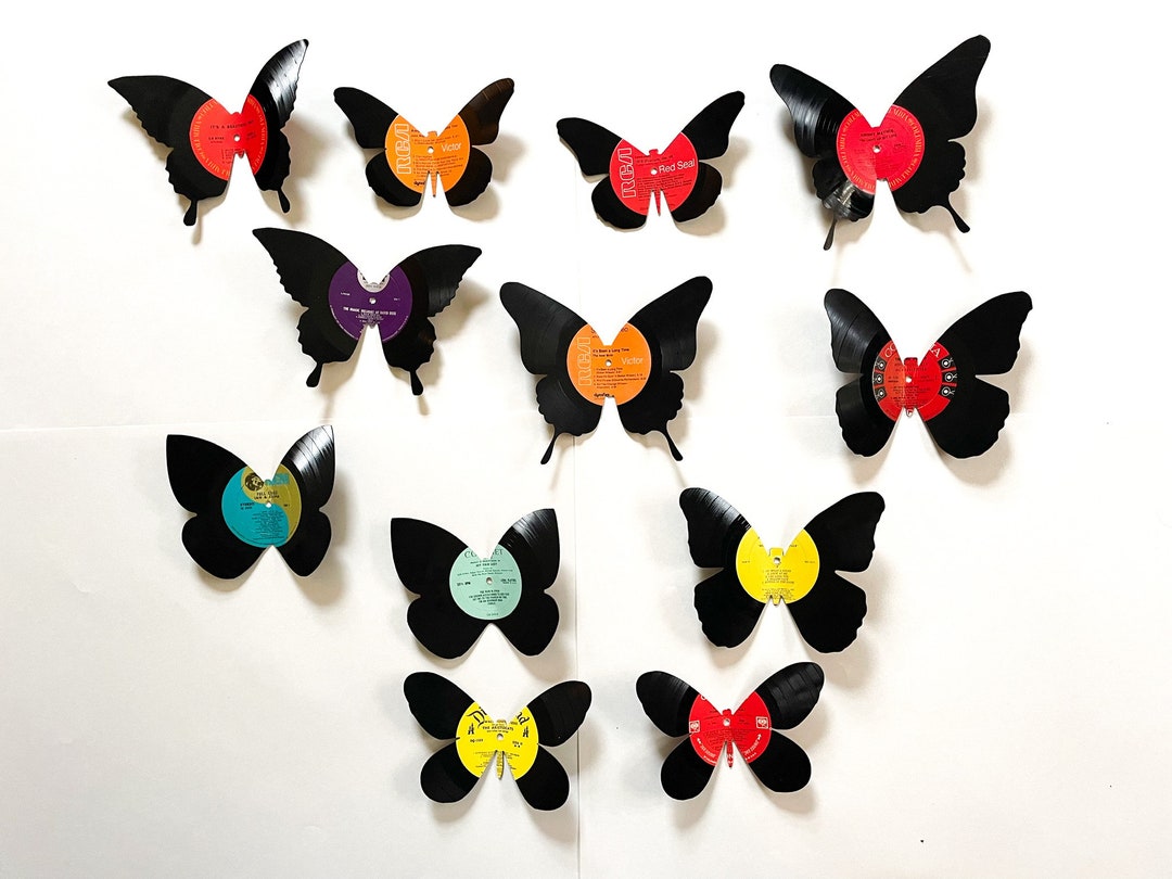 Large 3D Butterfly Vinyl Record Art Bundle, 12 Pcs, Butterfly Wall ...