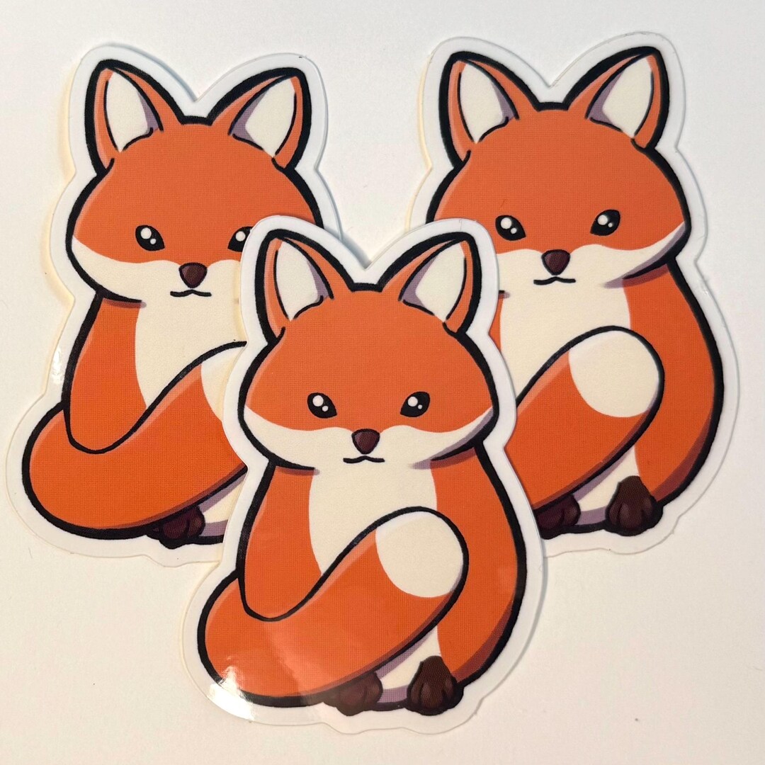 Cute Round Fox | Water Proof Glossy Sticker - Etsy
