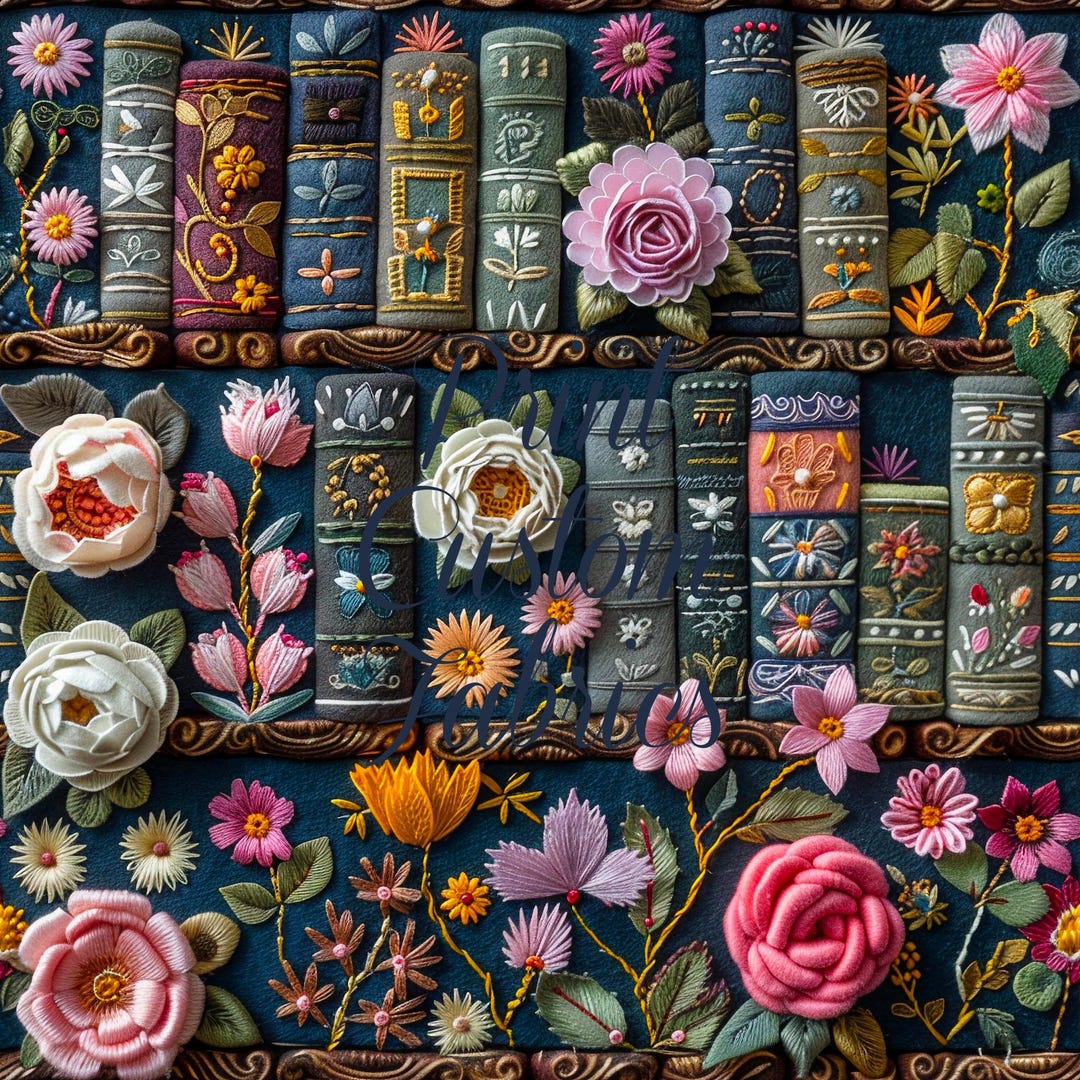 3D Floral Bookshelf Fabric, Choose Your Fabric, Choose Your Design & We ...