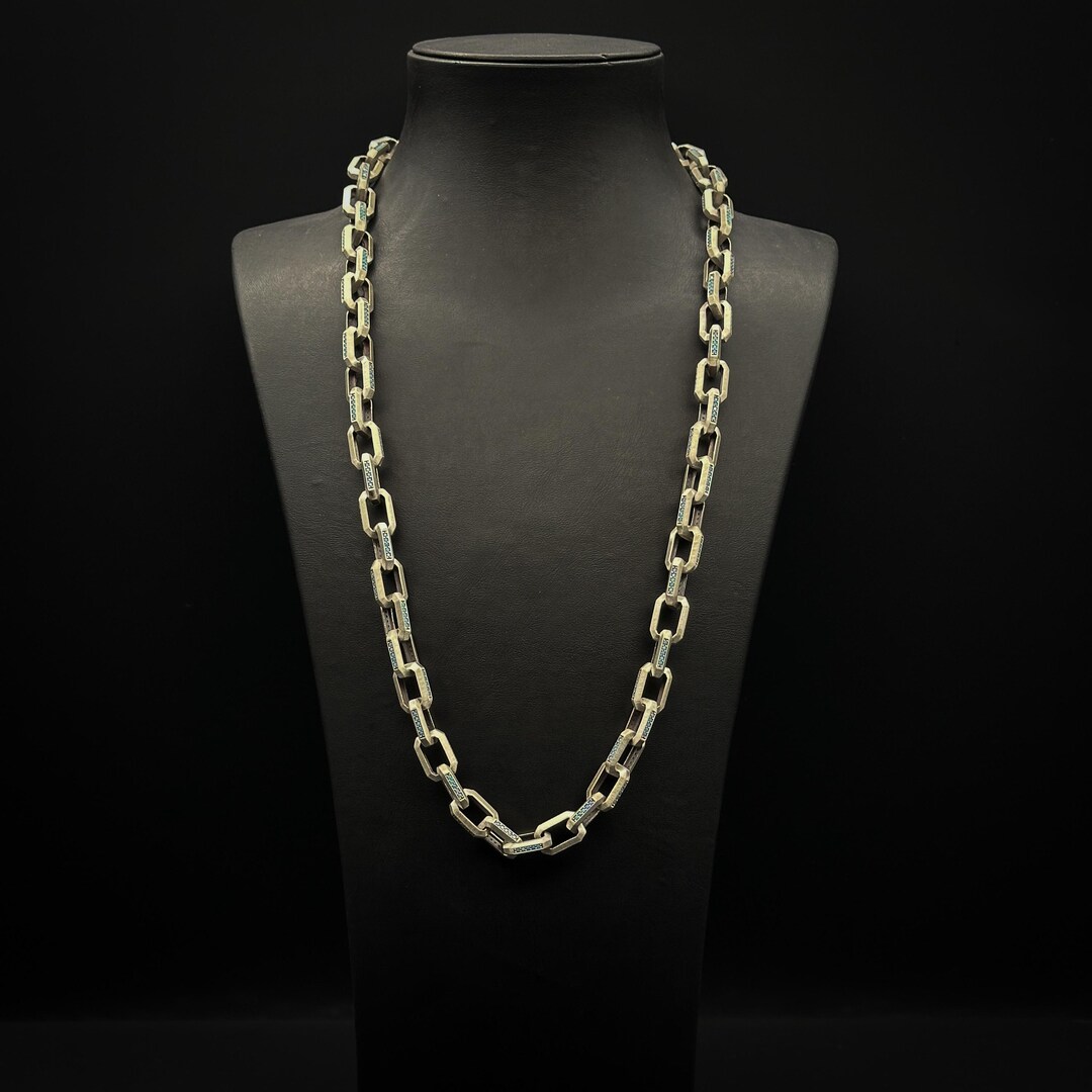 925 Sterling Silver Italian Design Necklace With Turquoise Zircon ...