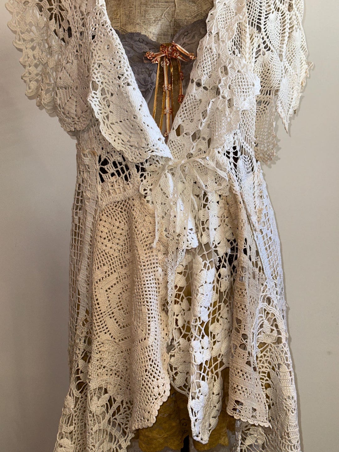 Upcycled Crochet Doily Duster Vest, Romantic Boho Shabby Chic - Etsy