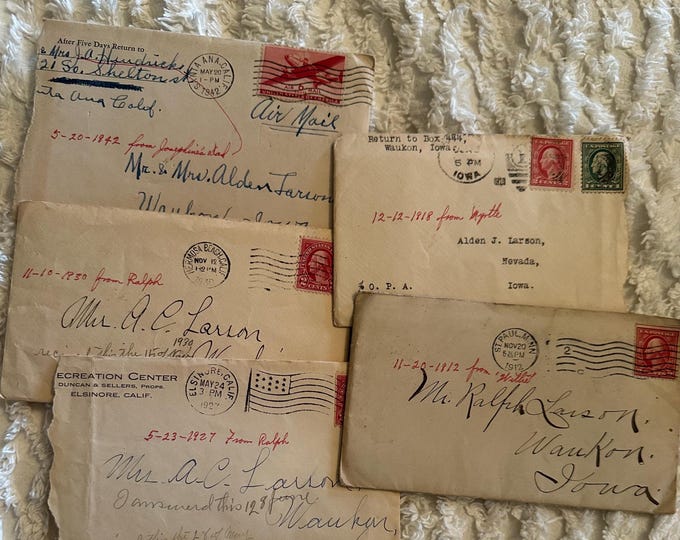 Antique Vintage, Handwritten Family Letters Cursive 1900s 2 Cent Stamp ...