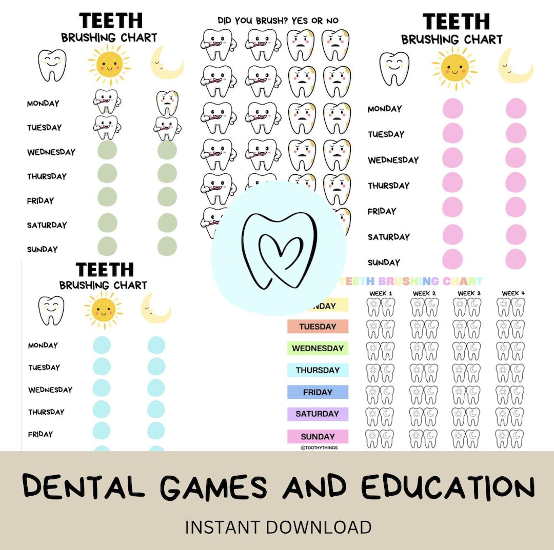 Dental Teeth Brush Chart for Kids, Brushing Teeth, Brushing Chards ...