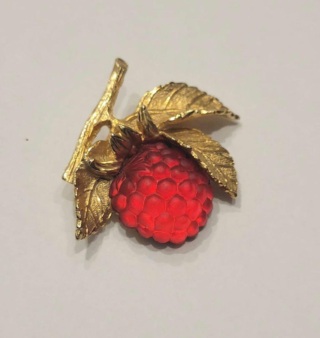 Vintage Signed Napier Glass Red Raspberry Berry Brooch Pin, 1960s - Etsy