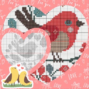 Birds in Love Cross Stitch Pattern. Valentine Day Embroidery. Best Gift ...