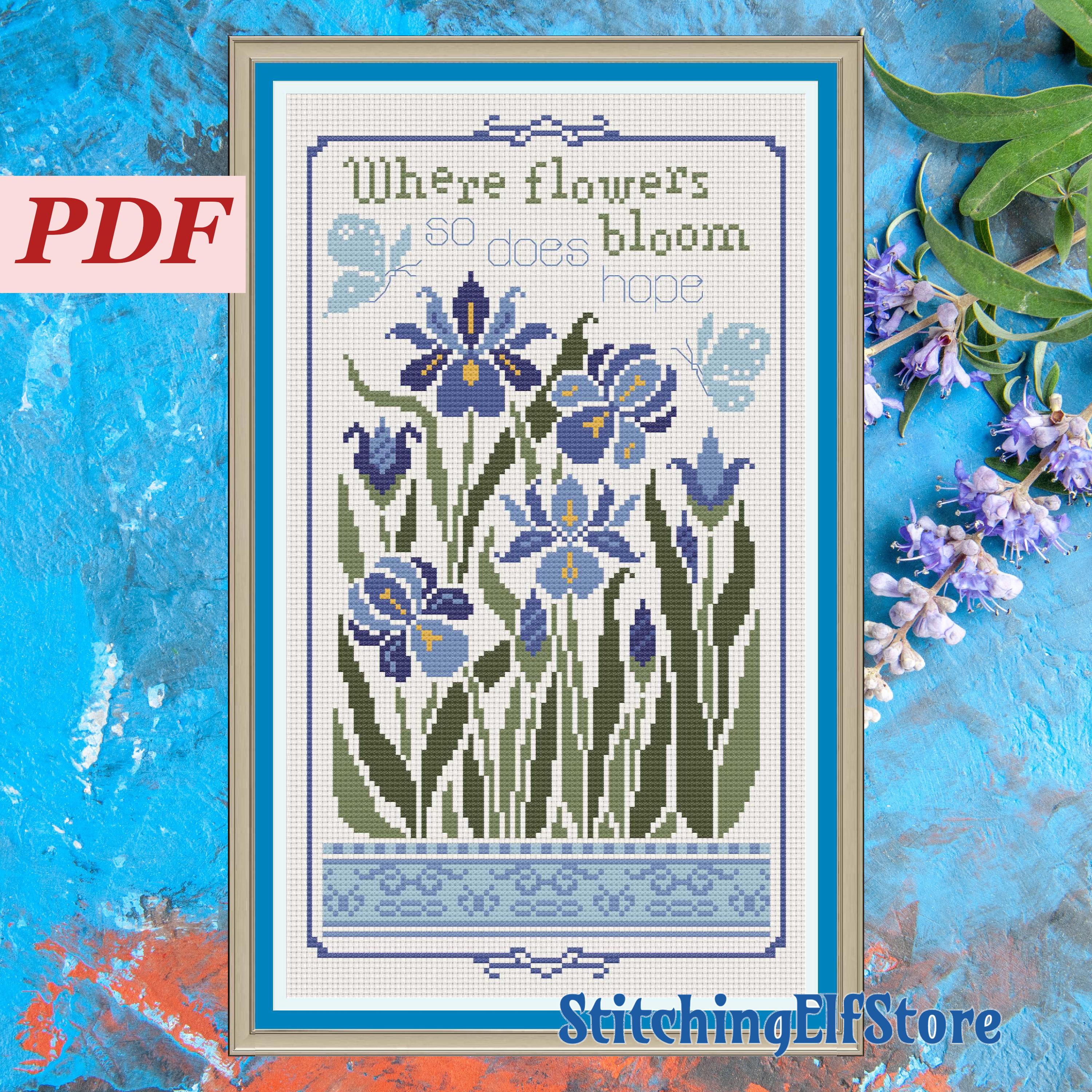 Where Flowers Bloom Cross Stitch Pattern. Elegant Spring Embroidery ...