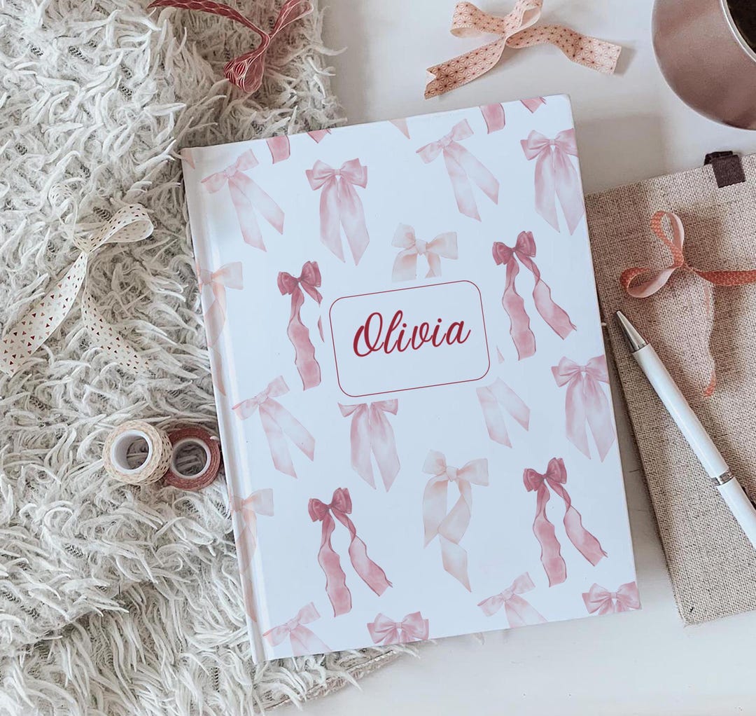 Personalized Coquette Bow Notebook, Tween Gift for Niece, Pink Journal ...