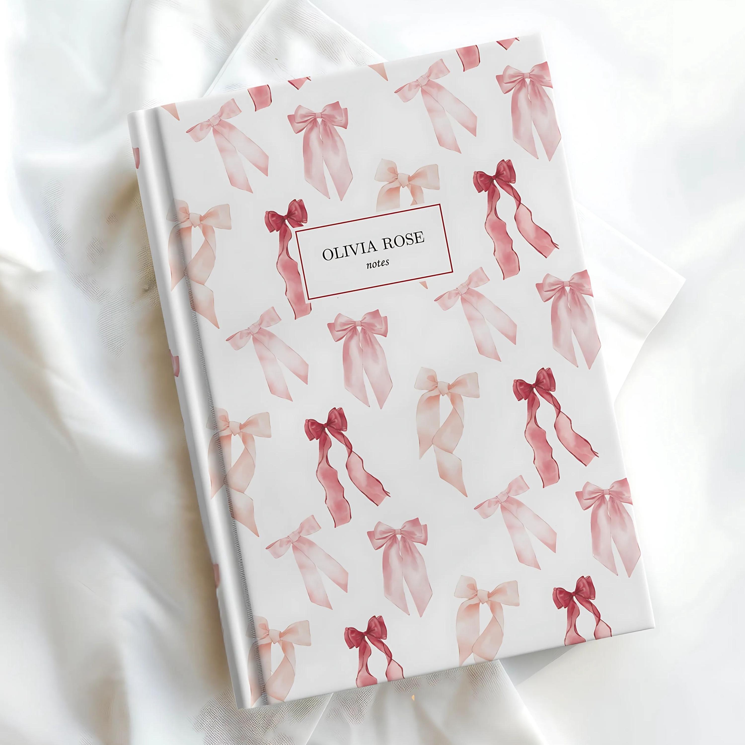 Personalized Coquette Bow Notebook, Custom Diary for Niece, Pink ...