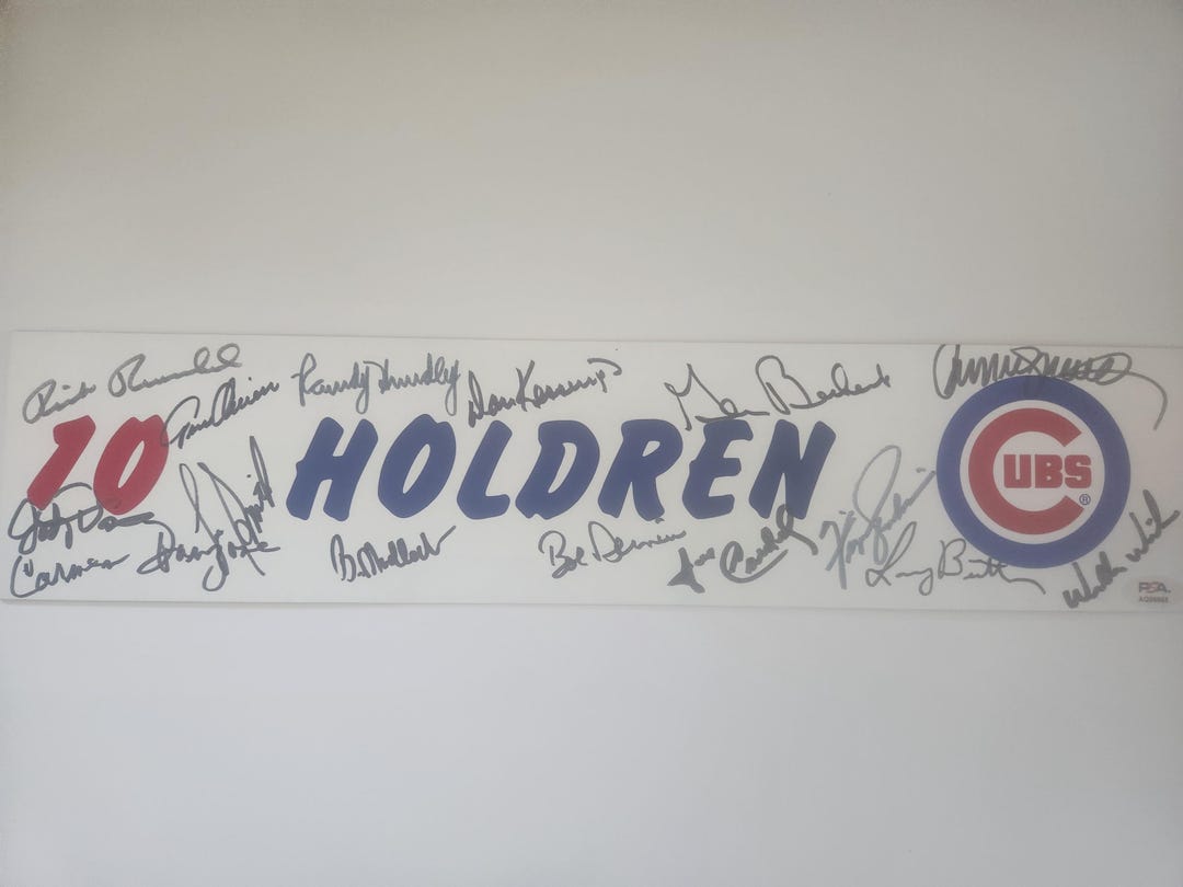Cubs Locker Room Sign Signed by (15) With Ferguson Jenkins, Ryne ...