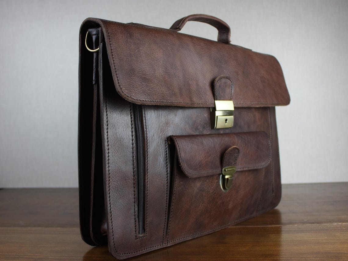 Leather Briefcase, Handmade Leather Satchel, Work Bag, Mens Leather Bag ...