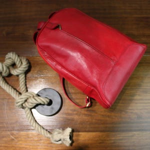 Red Leather Backpack, Handmade Leather Backpack, Made in Spain, Genuine ...