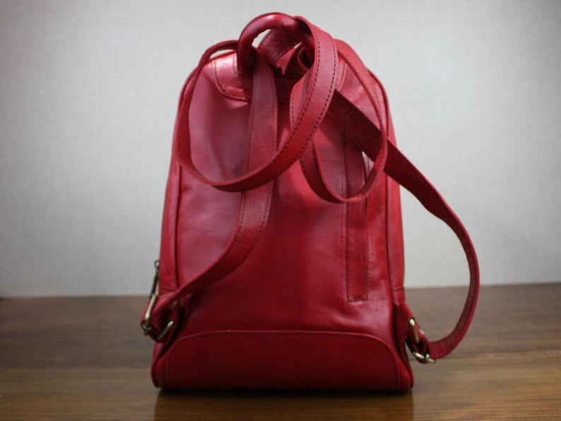 Red Leather Backpack, Handmade Leather Backpack, Made in Spain, Genuine ...