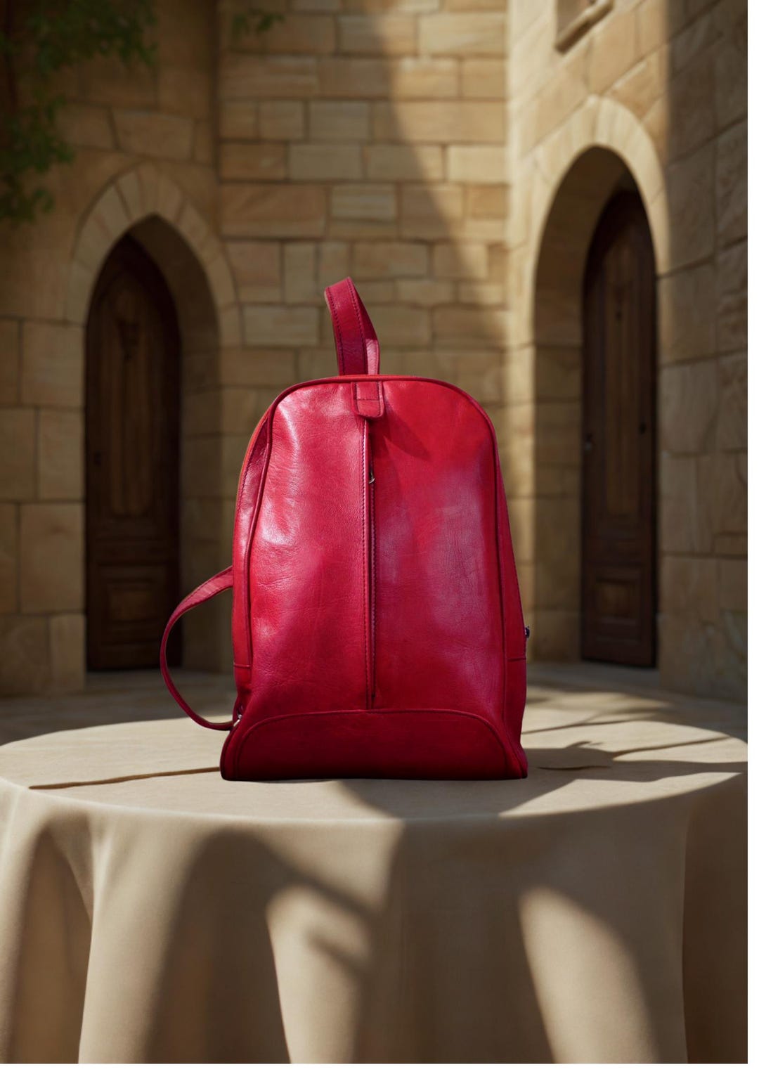 Red Leather Backpack, Handmade Leather Backpack, Made in Spain, Genuine ...