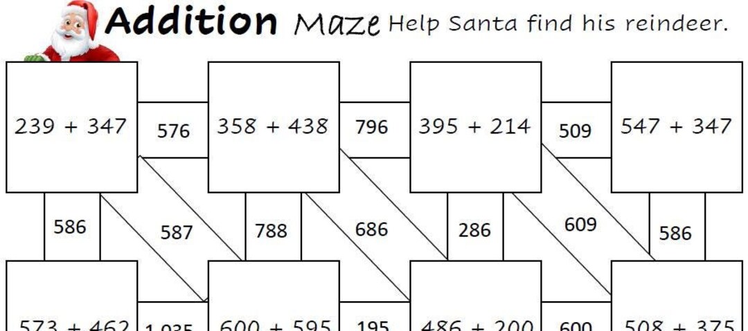Christmas 3 Digit Addition Maze - Etsy