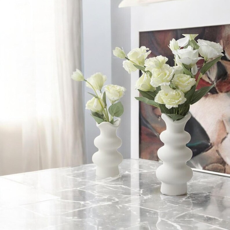 White Ceramic Vases for Home Decor | Abstract Modern Minimalist Vases ...