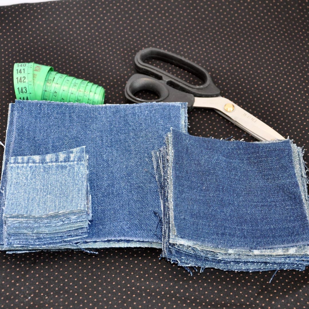 Denim Fabric Squares – Set of 25–30 Assorted Pieces - Etsy