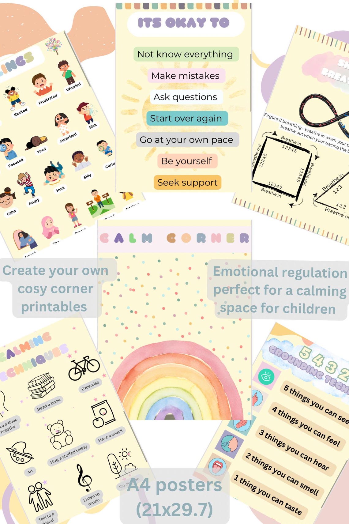 Feelings and Emotions Posters, Perfect for a Cosy Corner With Pastel ...