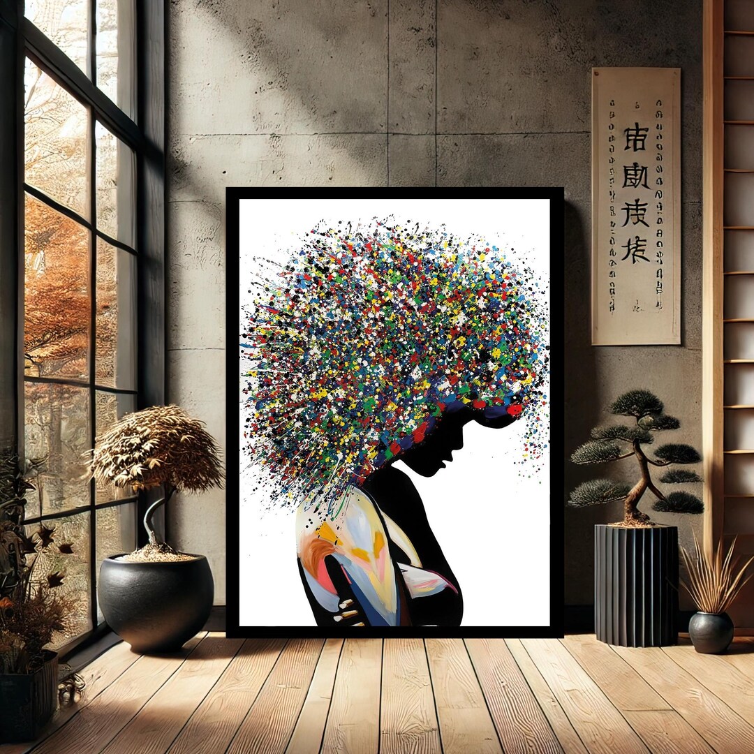 Black Woman Art ,african Afro American Modern Canvas Wall Art -modern Canvas Wall Art -abstract ...