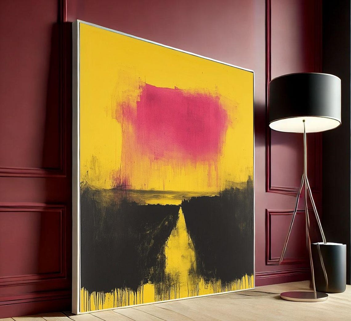 Mark Rothko Inspired Yellow and Pink Canvas Bold Color Field Painting ...
