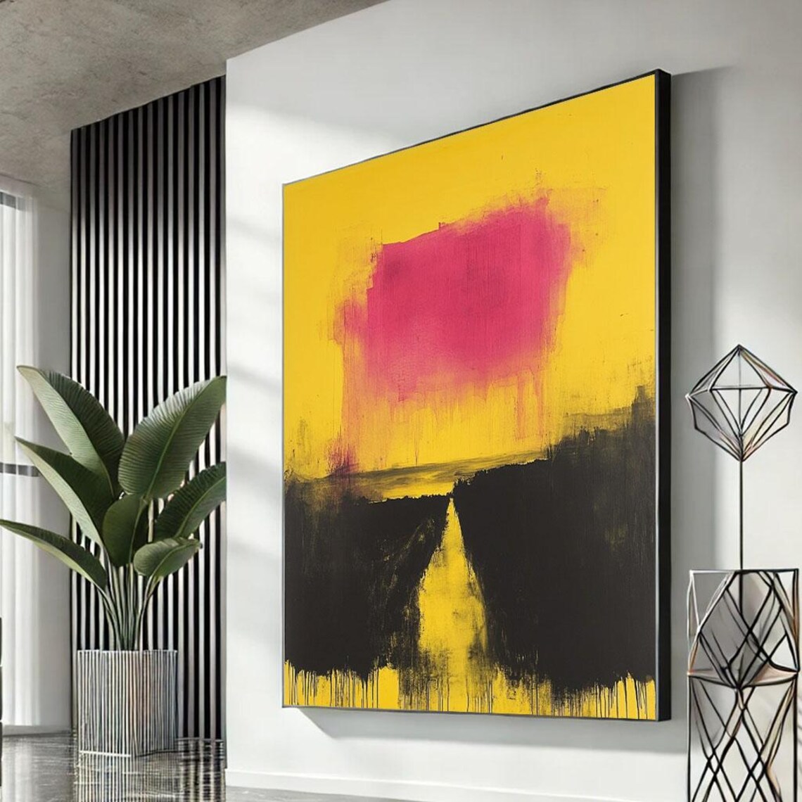 Mark Rothko Inspired Yellow and Pink Canvas Bold Color Field Painting ...