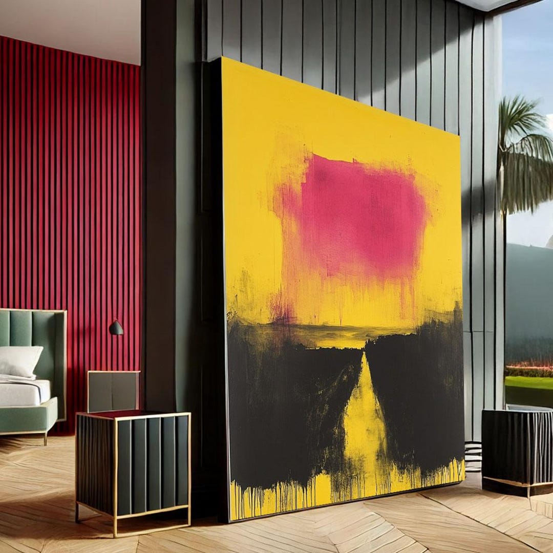 Mark Rothko Inspired Yellow and Pink Canvas Bold Color Field Painting ...