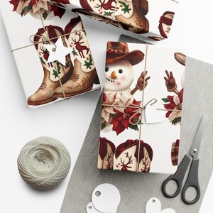 Christmas Cowboy Snowman Wrapping Paper - Etsy