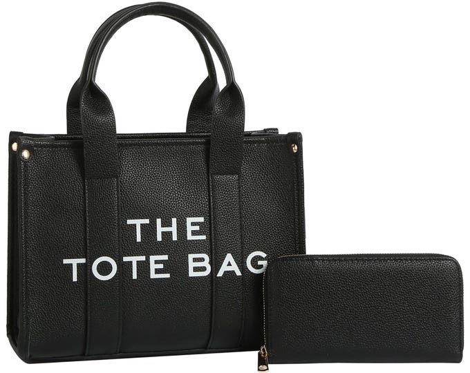 THE TOTE BAG Tote Wallet Set - Black - Etsy