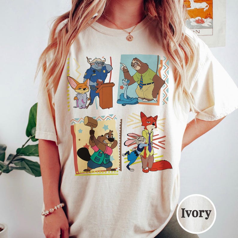 Disney Zootopia 2 Characters Photo Portrait Shirt, Zootopia Nick Judy ...